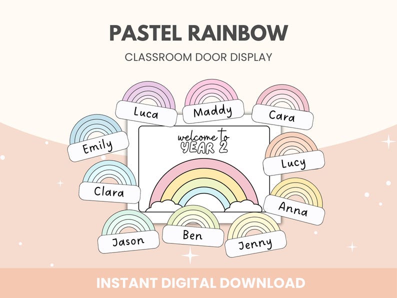 Pastel Rainbow Classroom Door Display | Classroom Door Sign | Classroom ...