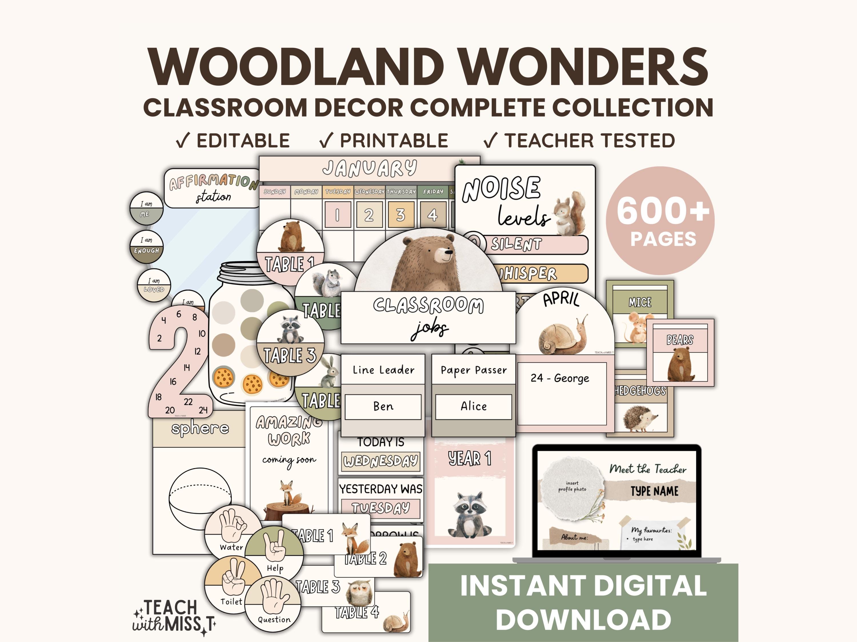 Woodland Classroom Decor Bundle | Editable Classroom Printables | Mega ...