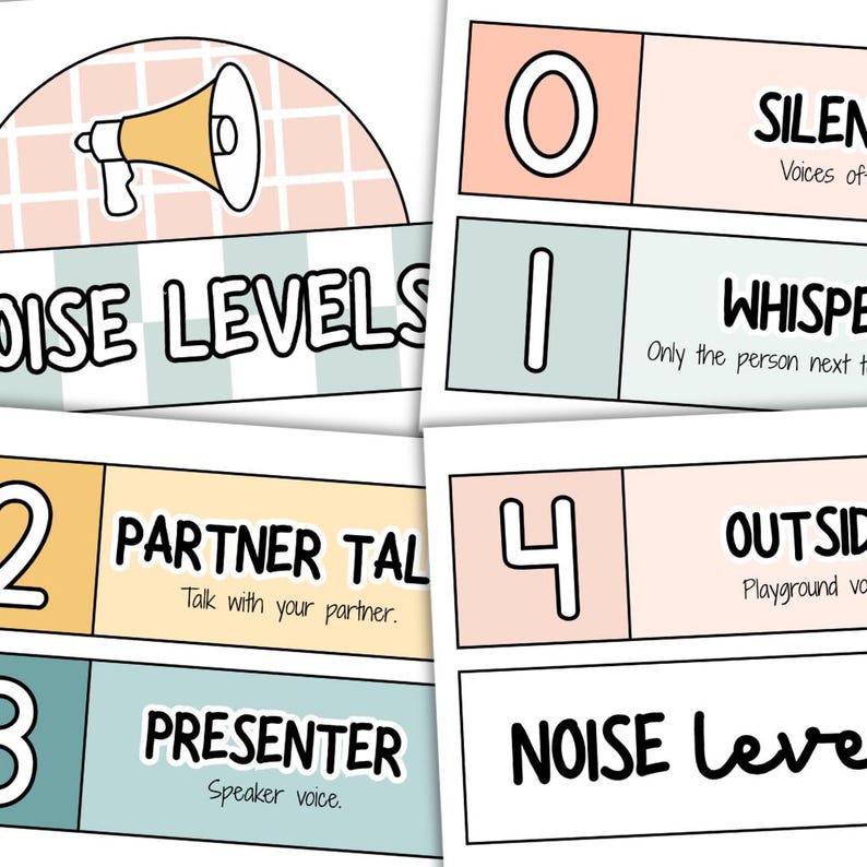 Noise Levels Chart | Voice Levels Posters: Classroom Management | Warm ...