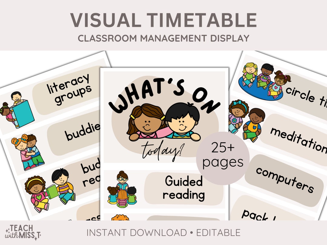 Neutral Classroom Visual Timetable Editable Neutral Classroom Decor ...