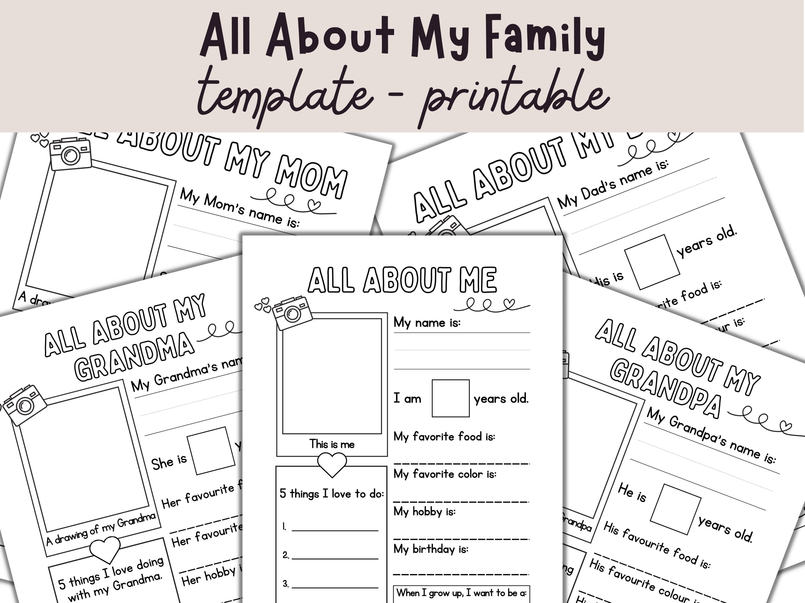 All About My Family Printable Template All About Me Mom Dad - Etsy