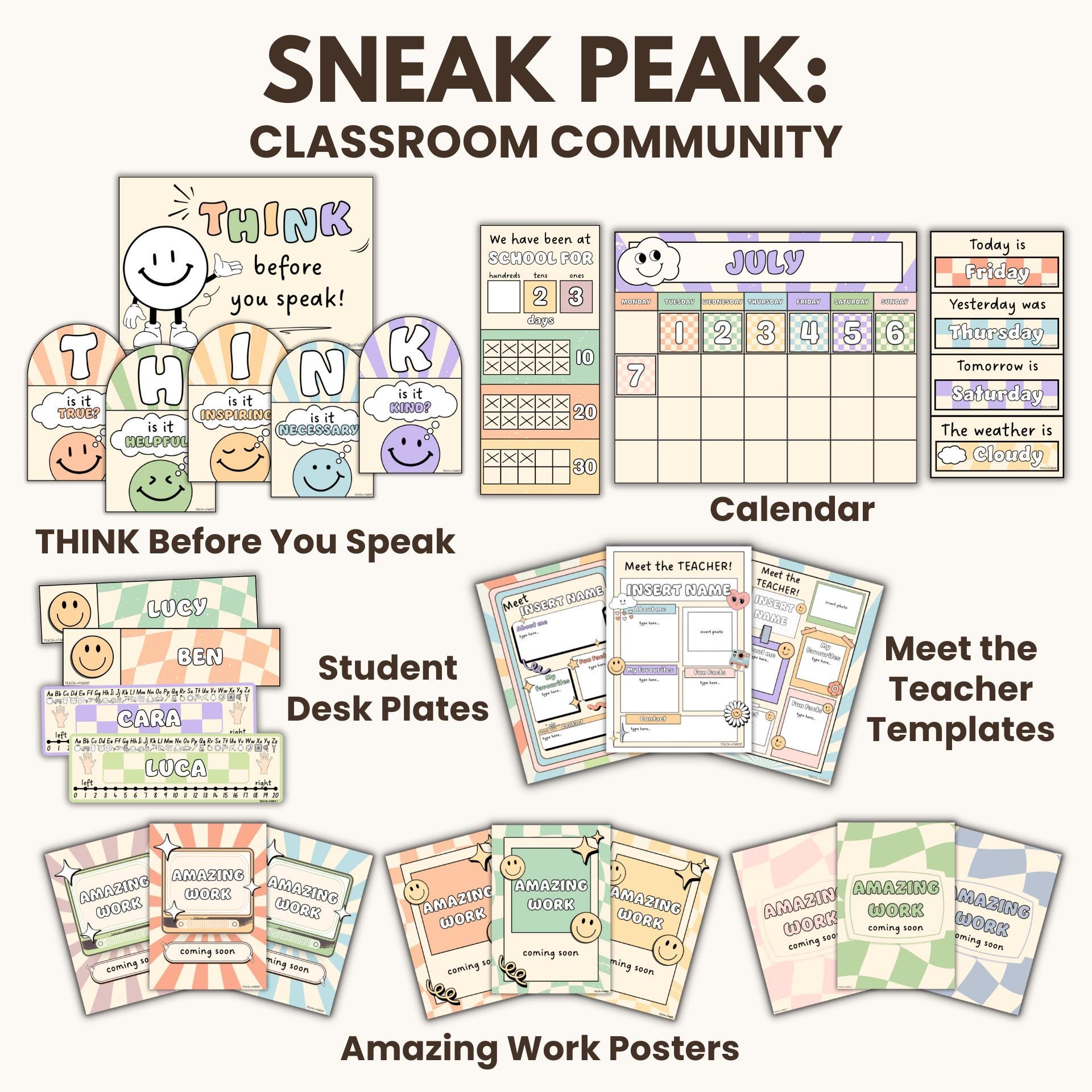 Groovy Pastel Classroom Decor Bundle | Editable Classroom Printables ...