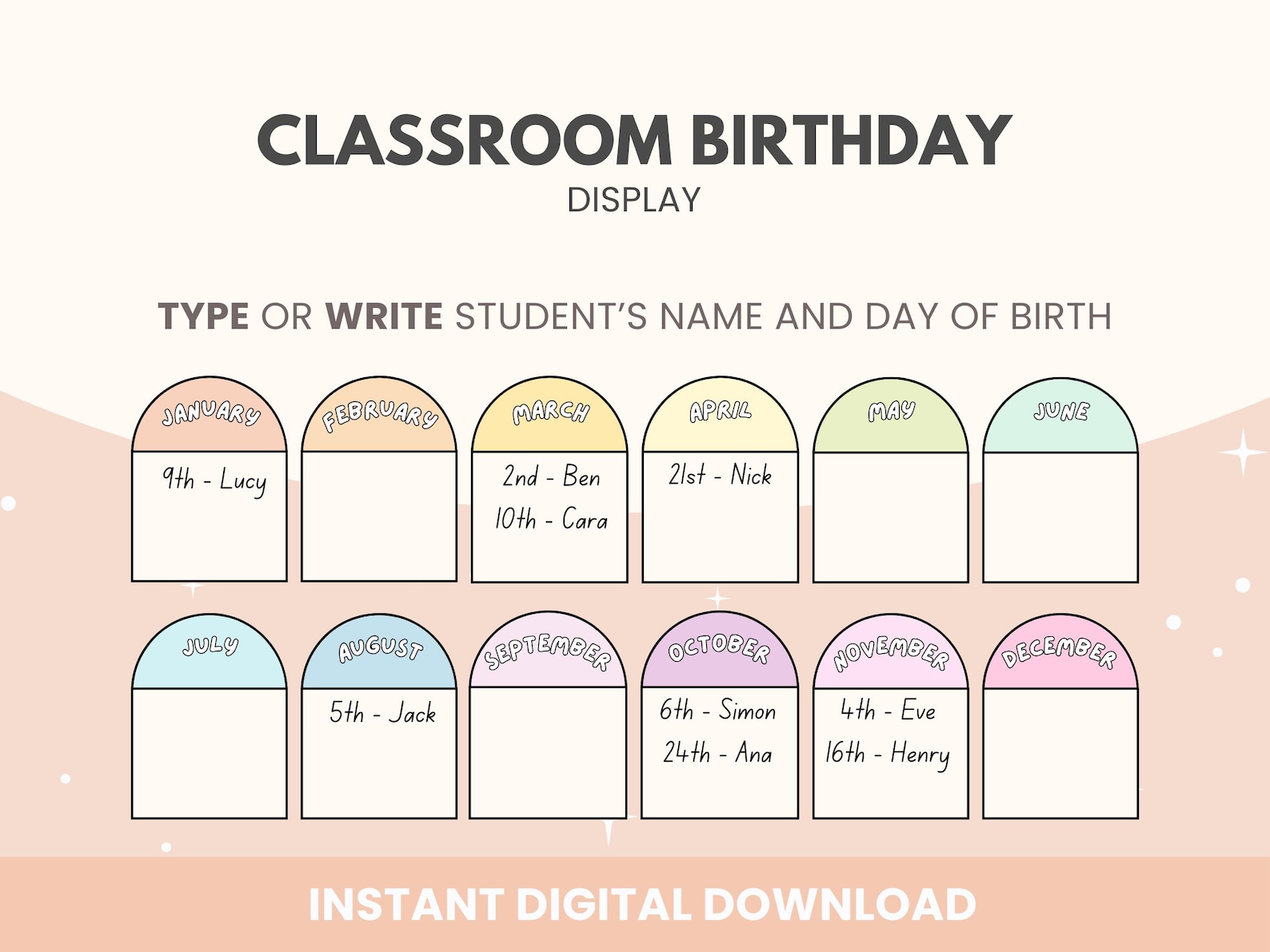 Pastel Rainbow Classroom Birthday Display (digital Download) - Etsy
