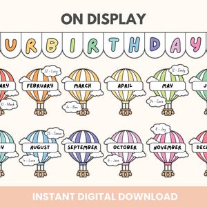 Hot Air Balloon Classroom Birthday Display | Class Birthday Bulletin ...