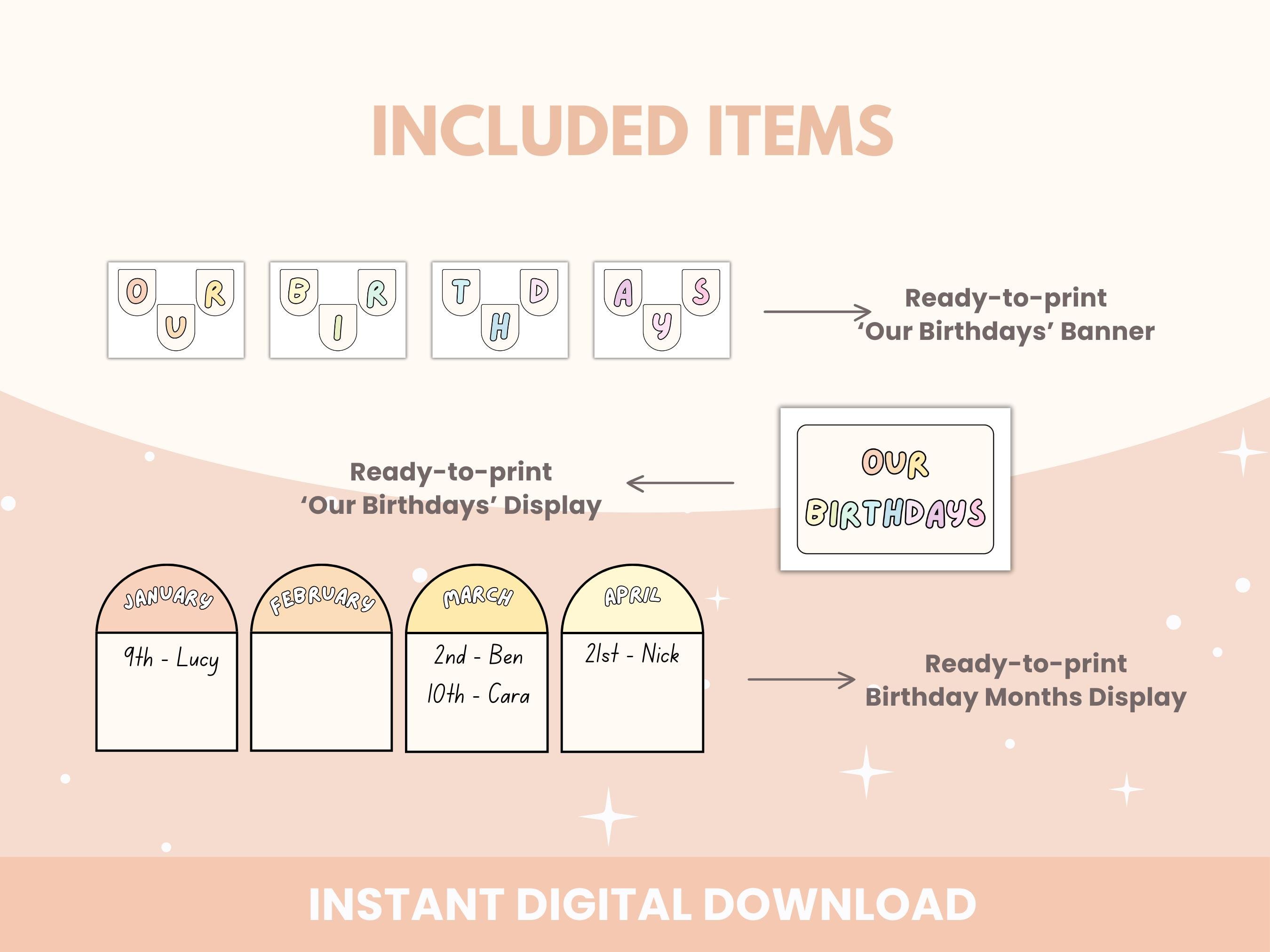 Pastel Rainbow Classroom Birthday Display (digital Download) - Etsy