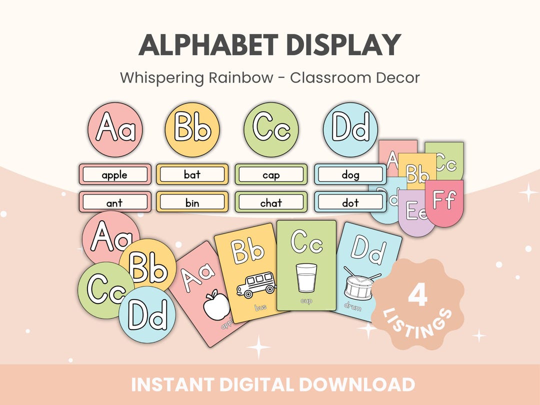 Whispering Rainbows Classroom Alphabet Bundle Display | Rainbow ...