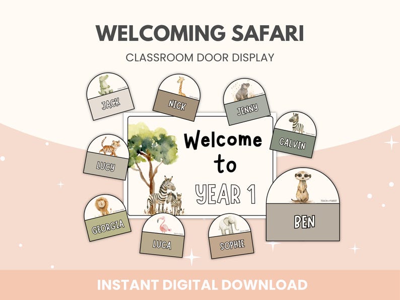 Safari Classroom Door Display | Classroom Welcoming Sign Jungle ...