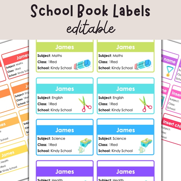 School Book Labels - Etsy
