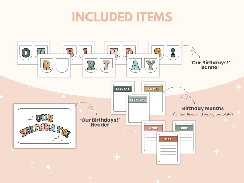 Boho Classroom Birthday Display: Bulletin Board Kit (digital Download ...