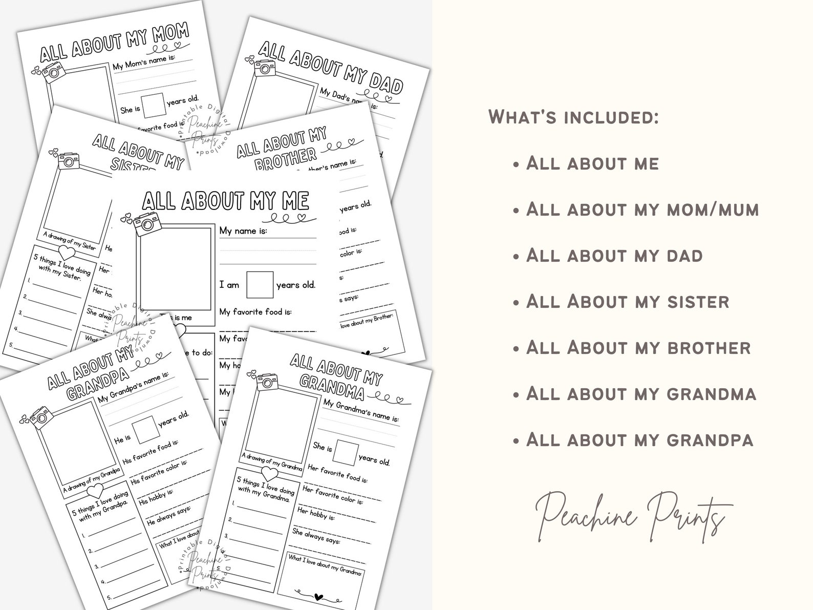 All About My Family Printable Template All About Me Mom Dad | Etsy
