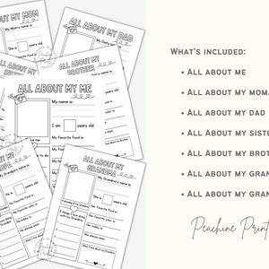 All About My Family Printable Template All About Me Mom Dad | Etsy
