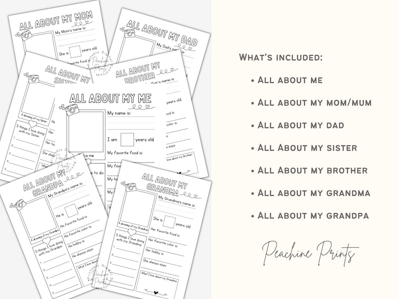 All About My Family Printable Template All About Me Mom Dad | Etsy