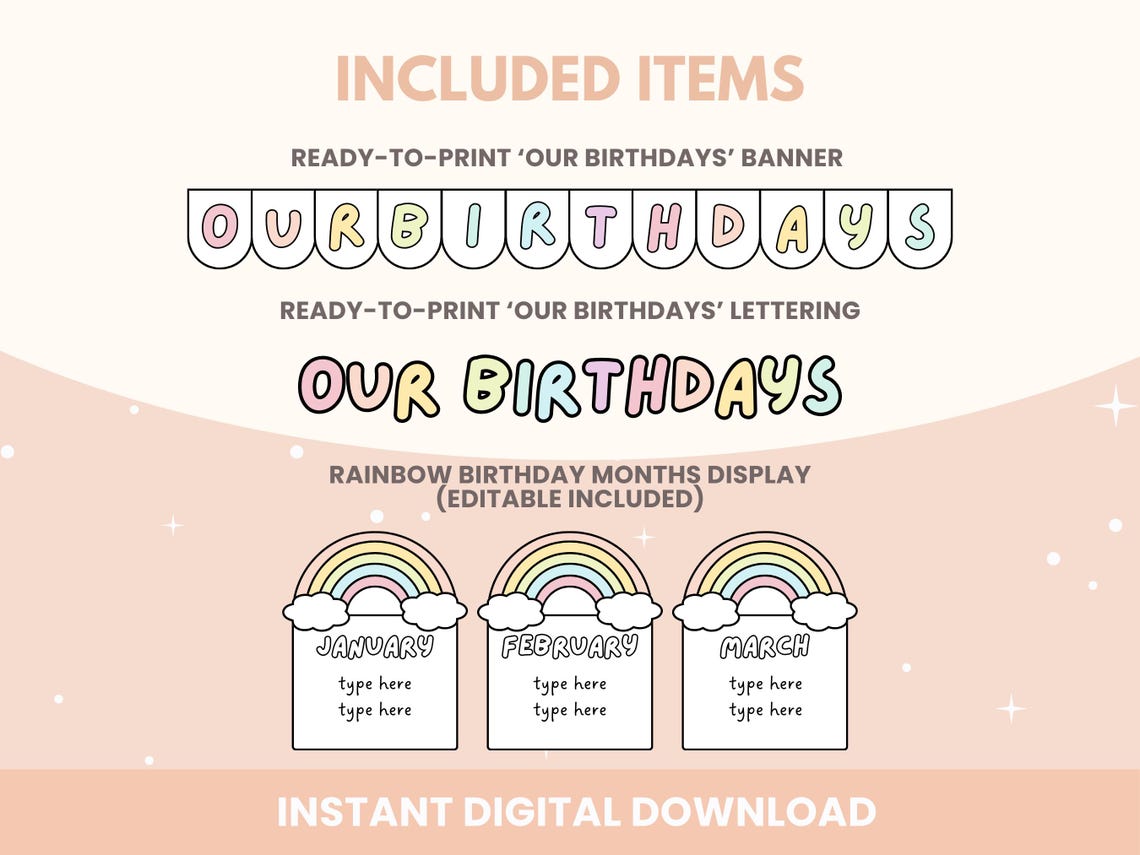 Rainbow Classroom Birthday Bulletin Board Display Bundle | Back to ...