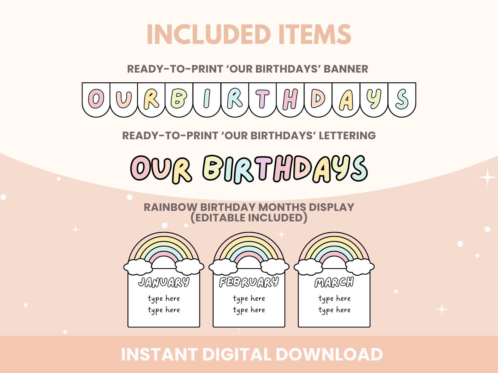 Rainbow Classroom Birthday Bulletin Board Display Bundle | Back to ...