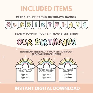 Rainbow Classroom Birthday Bulletin Board Display Bundle | Back to ...