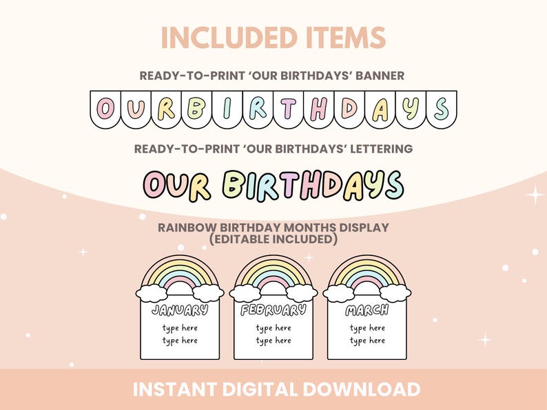 Rainbow Classroom Birthday Bulletin Board Display Bundle | Back to ...