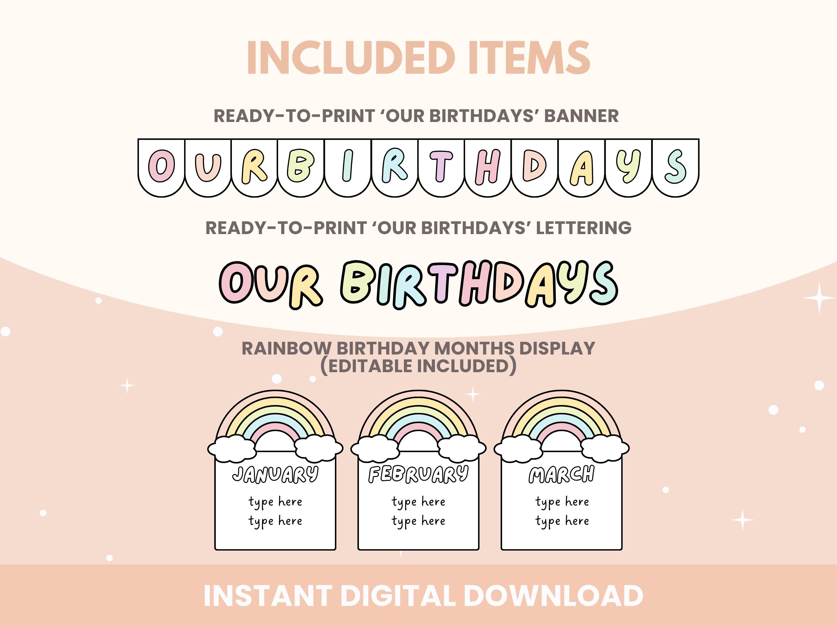Rainbow Classroom Birthday Bulletin Board (digital Download) - Etsy