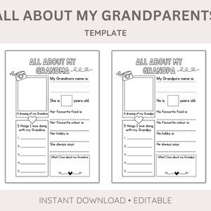 All About My Grandparents Templates (digital Download) - Etsy