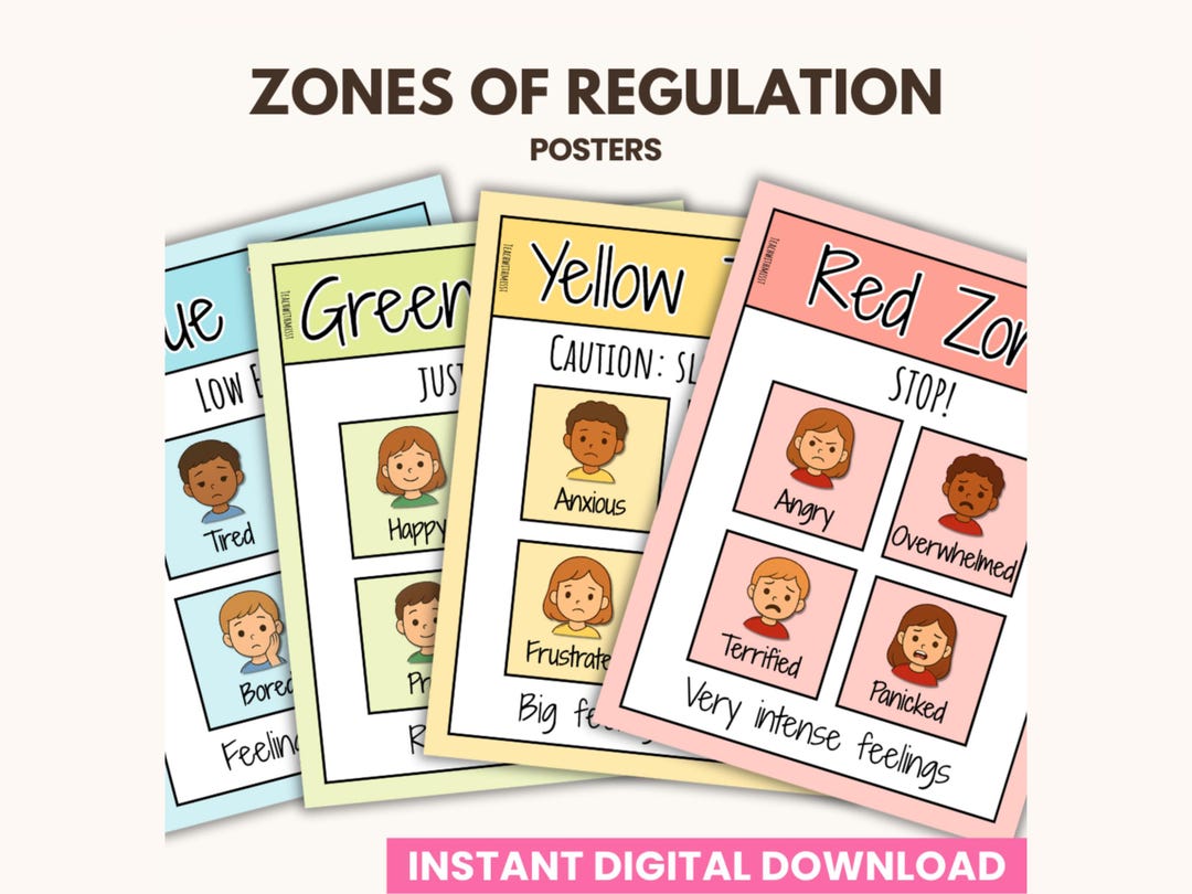 Buy Zones of Regulation Posters | Emotional Regulation | Feelings Chart ...