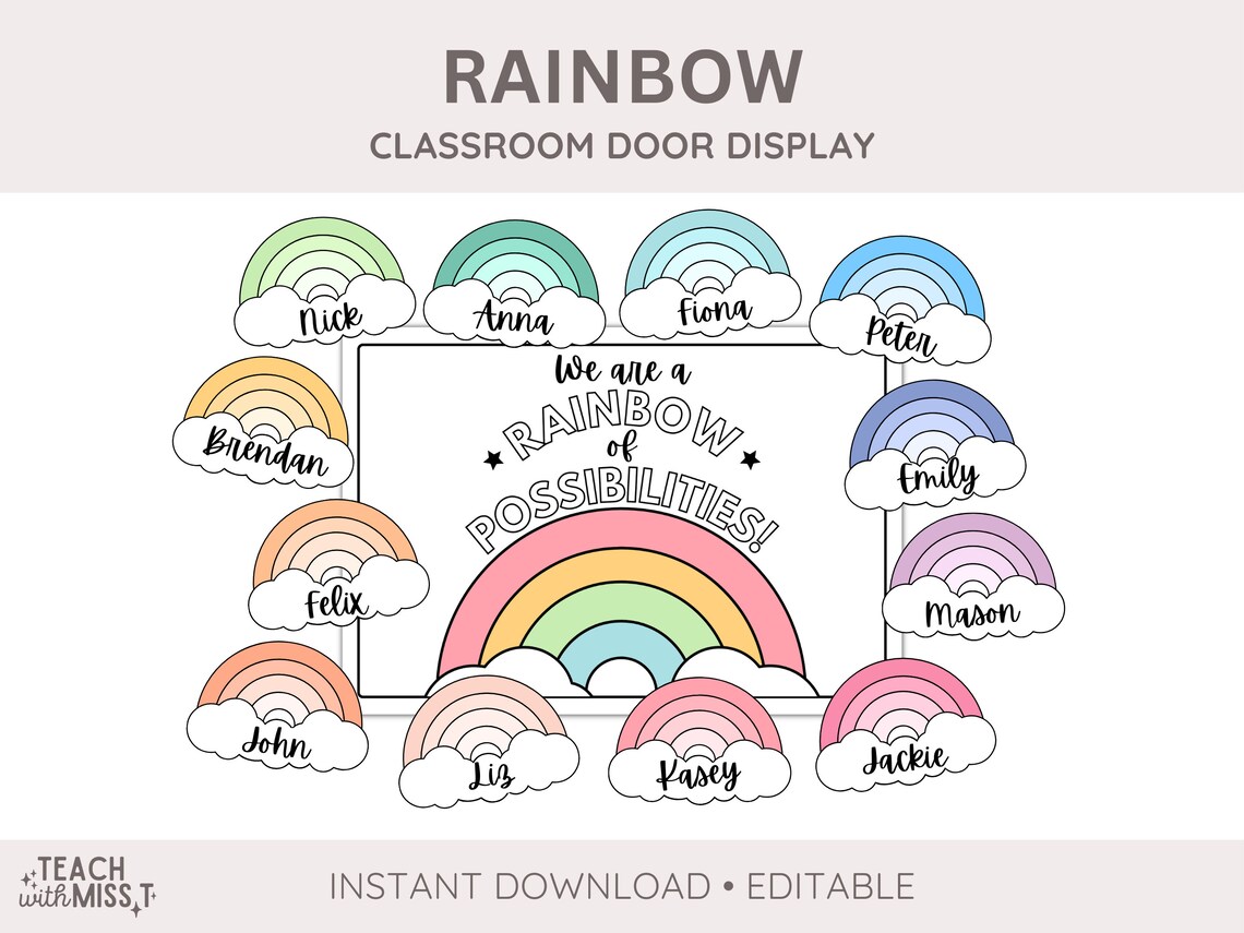 Rainbow Classroom Door Display Editable Bundle We Are a Rainbow of ...