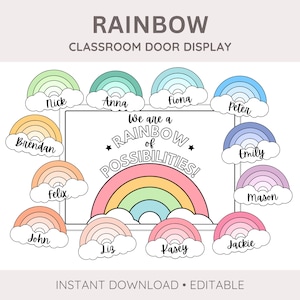 Rainbow Classroom Door Display Editable Bundle We Are a Rainbow of ...