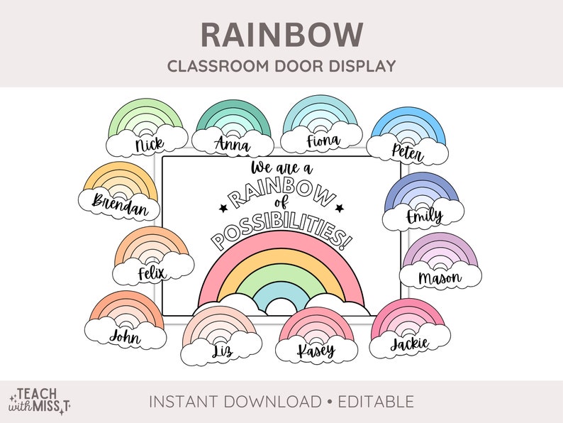 Rainbow Classroom Door Display Editable Bundle We Are a Rainbow of ...