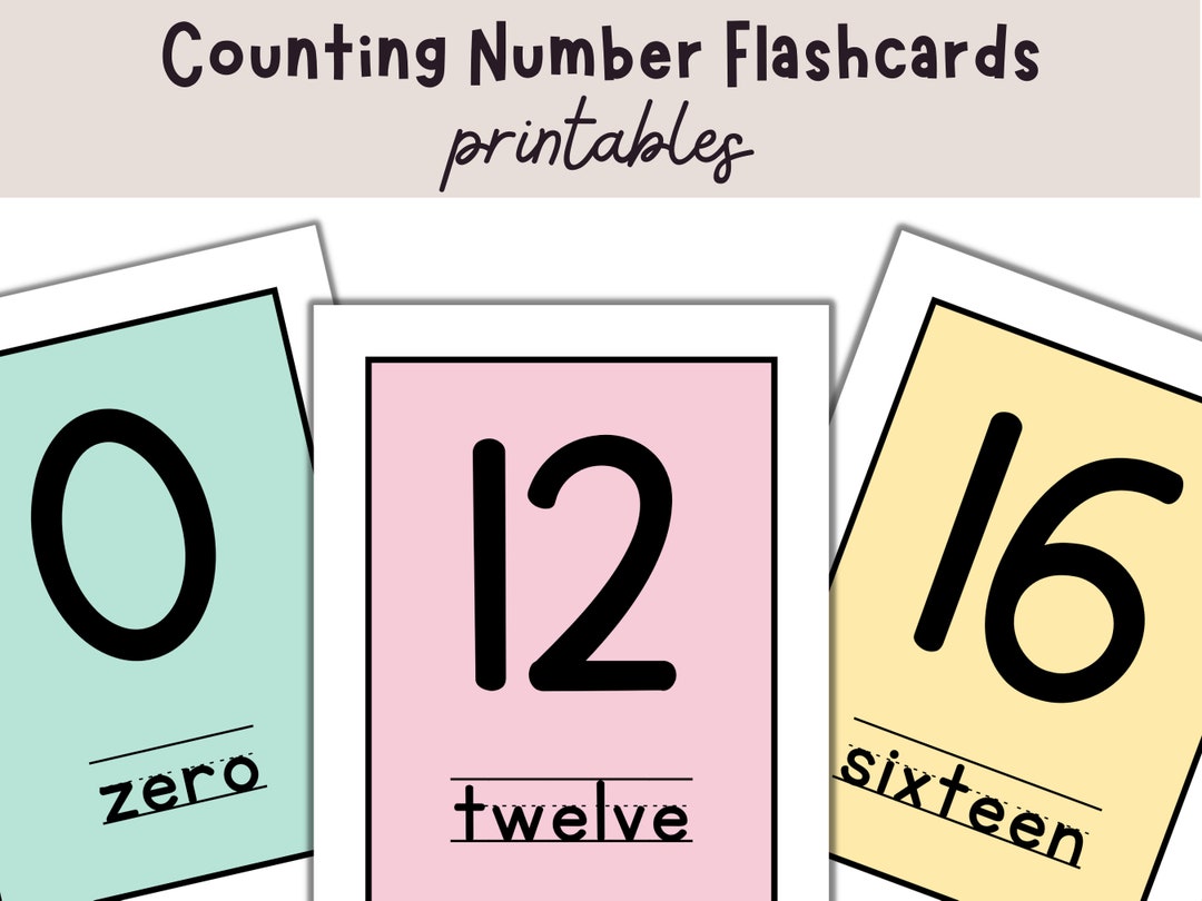 Counting Number Posters Printables Numbers Flashcards for - Etsy