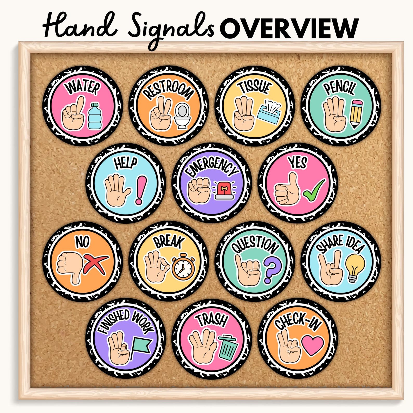 Classroom Hand Signals Poster Display | Composition Notebook Classroom ...