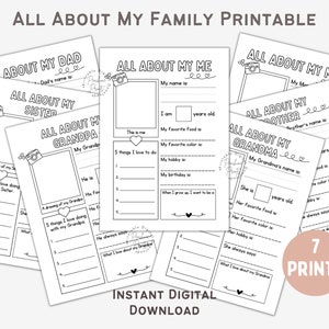 All About My Family Printable Template All About Me Mom Dad | Etsy