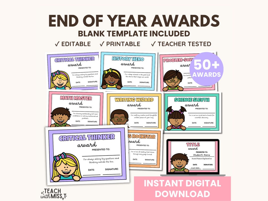 Classroom End of Year Awards | Student Certificates | Rainbow End of ...