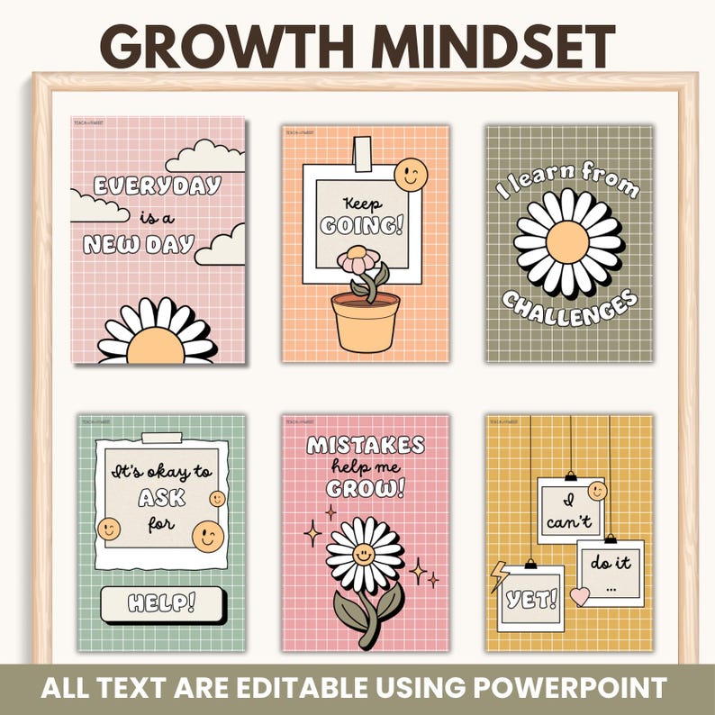 Groovy Boho Daisy Classroom Posters: Growth Mindset Decor (digital ...