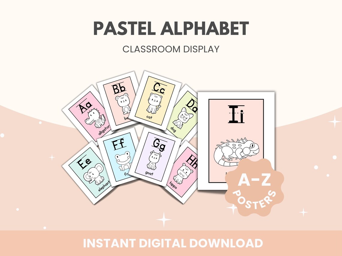 Pastel Animals Alphabet Posters for Classroom Displays | Alphabet ...