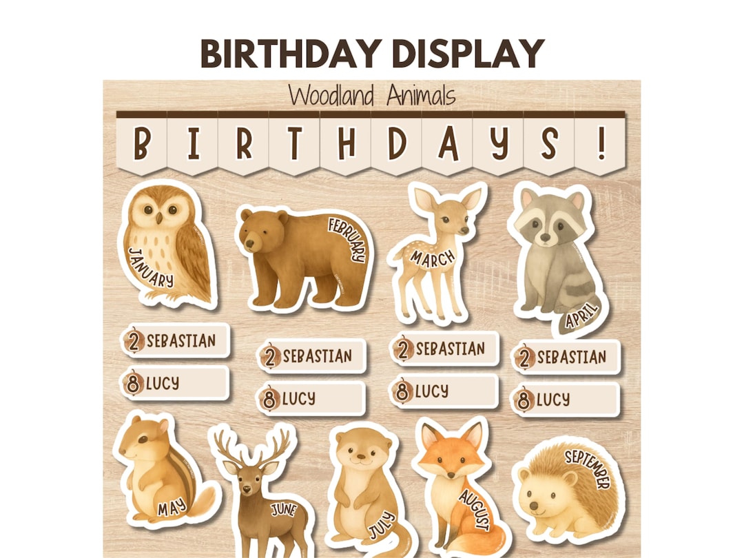 Woodland Classroom Birthday Display | Forest Animals Birthday Display ...