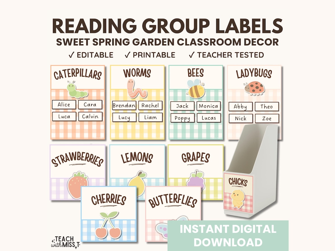 Spring Garden Classroom Decor: Reading Group Labels (digital Download ...