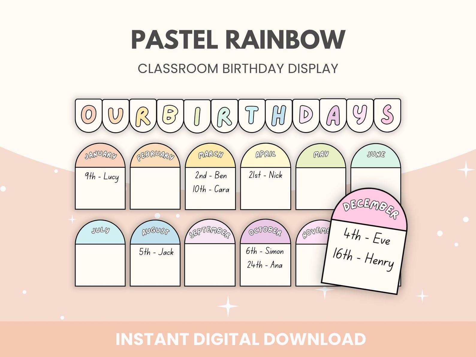 Pastel Rainbow Classroom Birthday Display (digital Download) - Etsy