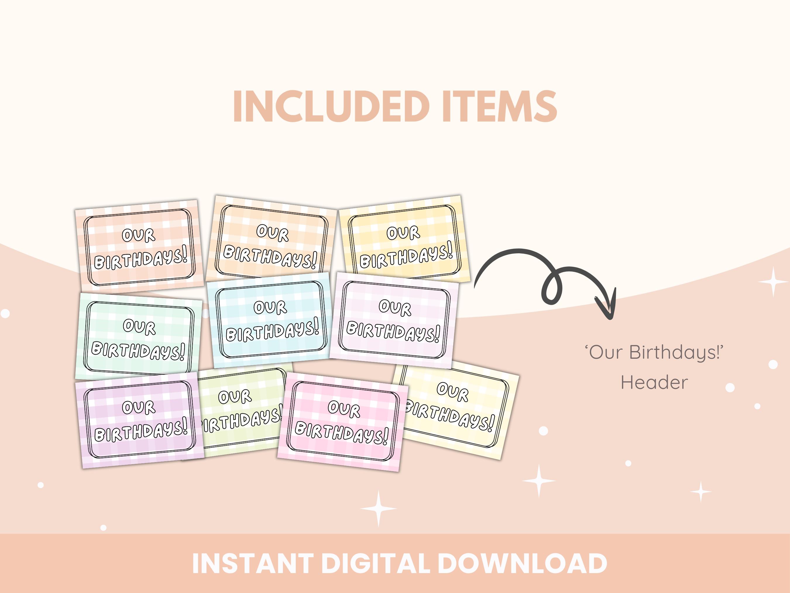 Pastel Gingham Classroom Birthday Display Bulletin Board Bundle ...