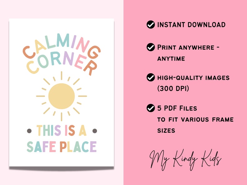 Calm Down Corner Poster Safe Place Print Calming Corner - Etsy