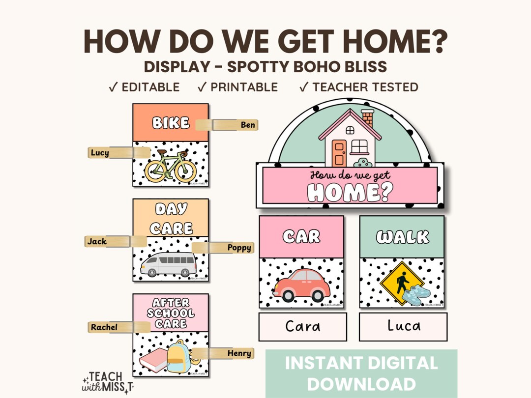 Boho Classroom Dismissal Display: Classroom Visuals (digital Download ...