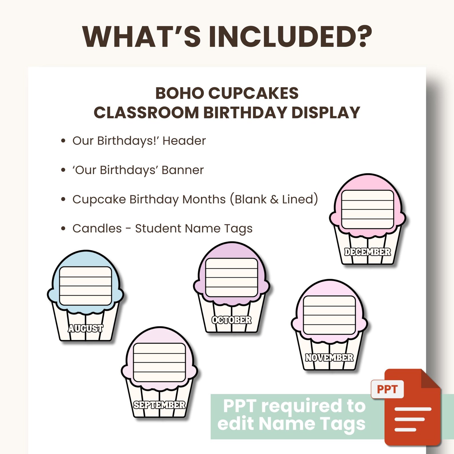 Cupcake Birthday Display Bundle | Pastel Rainbow Classroom Birthday ...