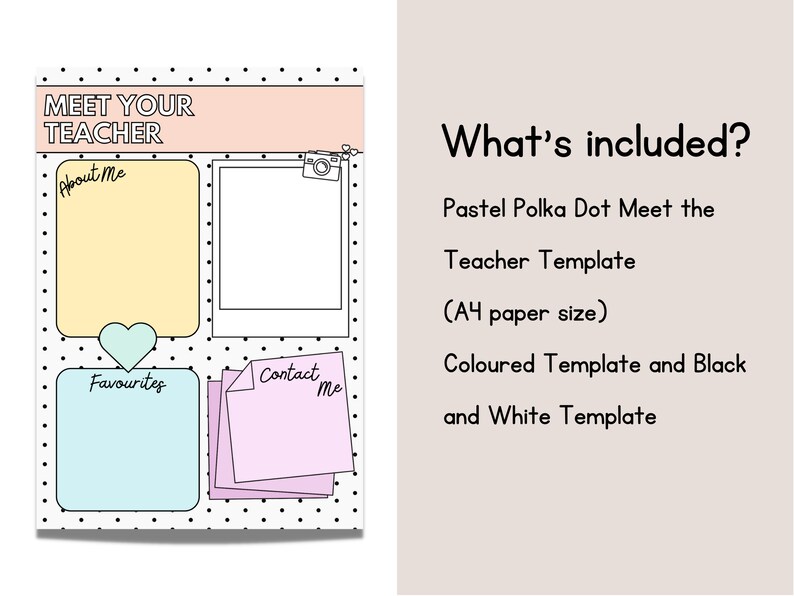 Pastel Polka Dot Meet the Teacher Editable Template Back to School ...