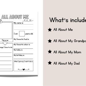 All About My Family Printable: Mom, Dad, Grandparent Fill-in (digital ...