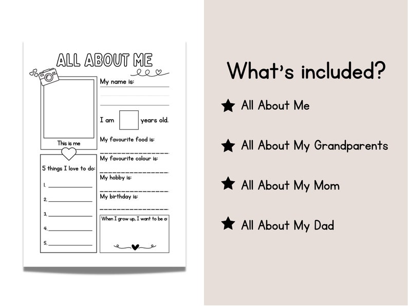 All About My Family Printable Template All About Me Mom Dad - Etsy