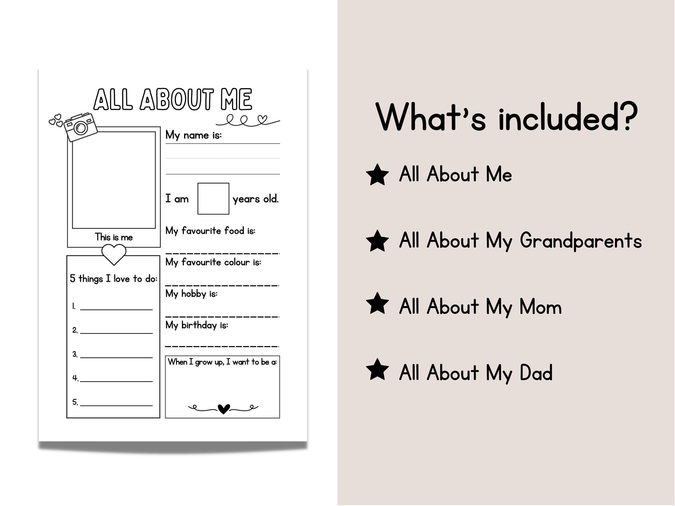 All About My Family Printable Template All About Me Mom Dad Grandpa and ...