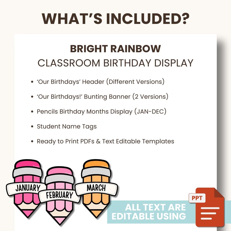 Rainbow Birthday Bulletin Board Kit: Classroom Decor (digital Download ...