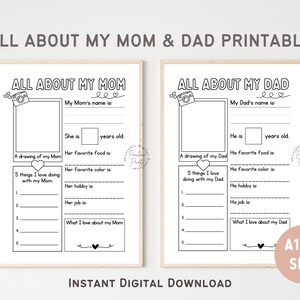 All About My Family Printable Template All About Me Mom Dad | Etsy