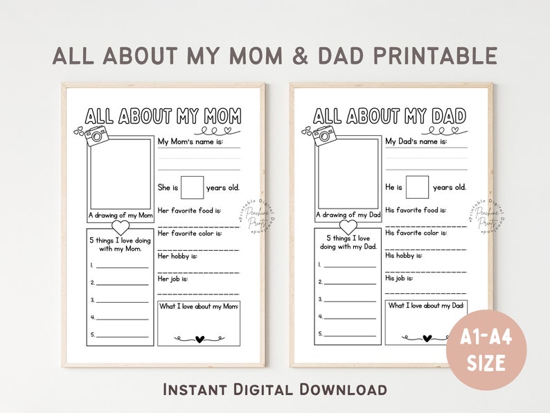 All About My Family Printable Template All About Me Mom Dad | Etsy