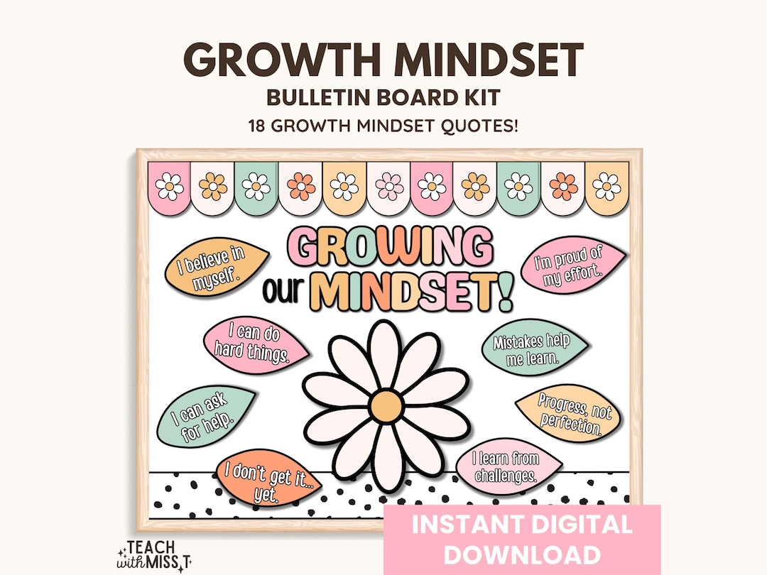 Boho Growth Mindset Bulletin Board Kit: Classroom Decor (digital ...