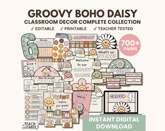 Boho Retro Banner | Bunting | Bulletin Board | Daisy Classroom Decor ...