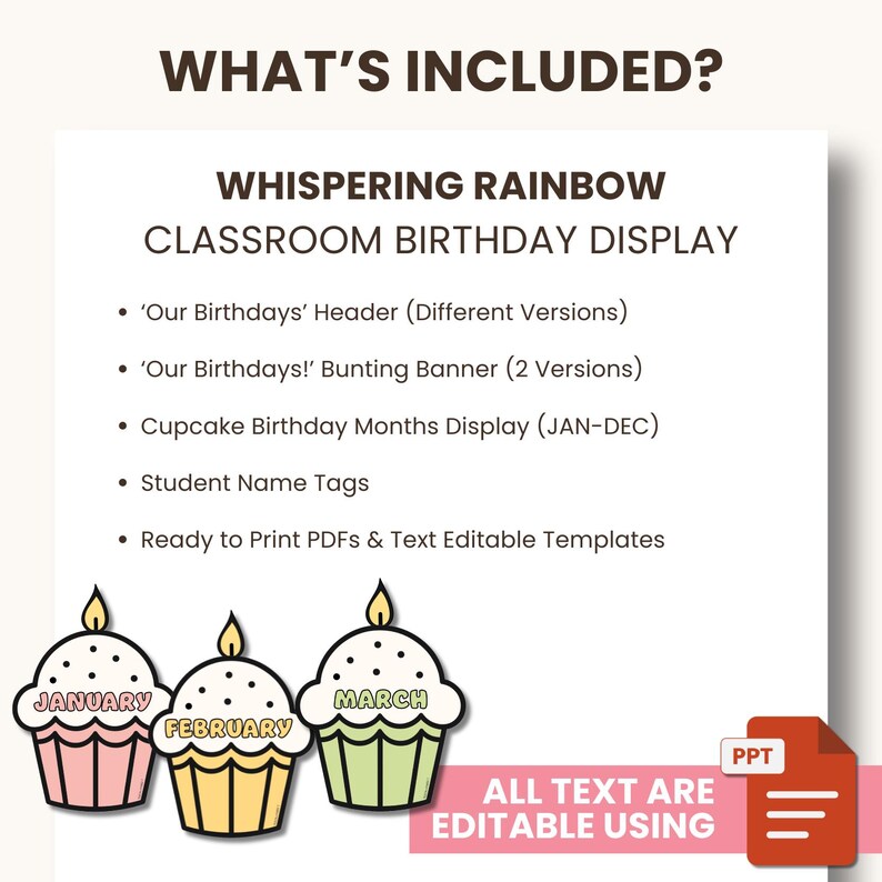 Rainbow Birthday Bulletin Board Kit: Classroom Decor Printables ...