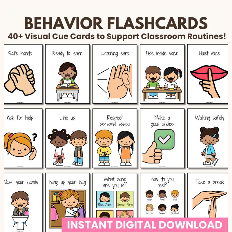 Behavior Management Cue Cards - Etsy